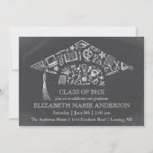 Chalkboard Graduation Cap Invitation | Zazzle