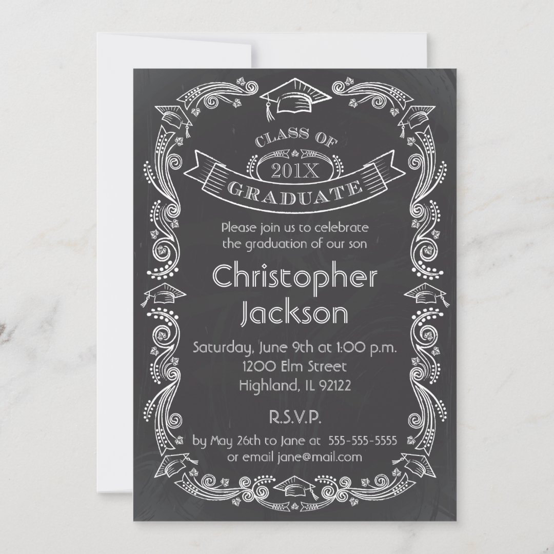 Chalkboard Graduation Invitation | Zazzle
