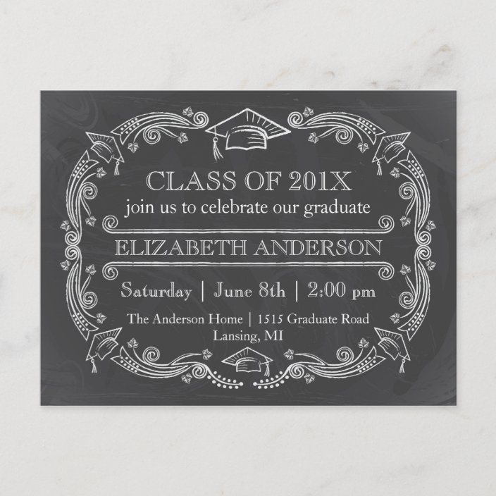 Chalkboard Graduation Party Postcard | Zazzle.com