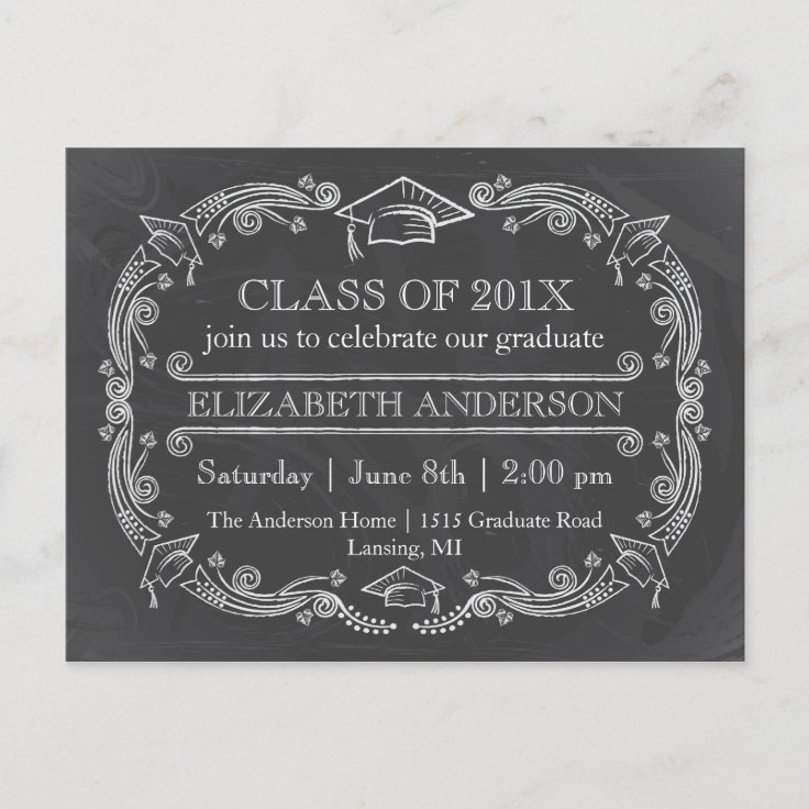 Chalkboard Graduation Party Postcard | Zazzle