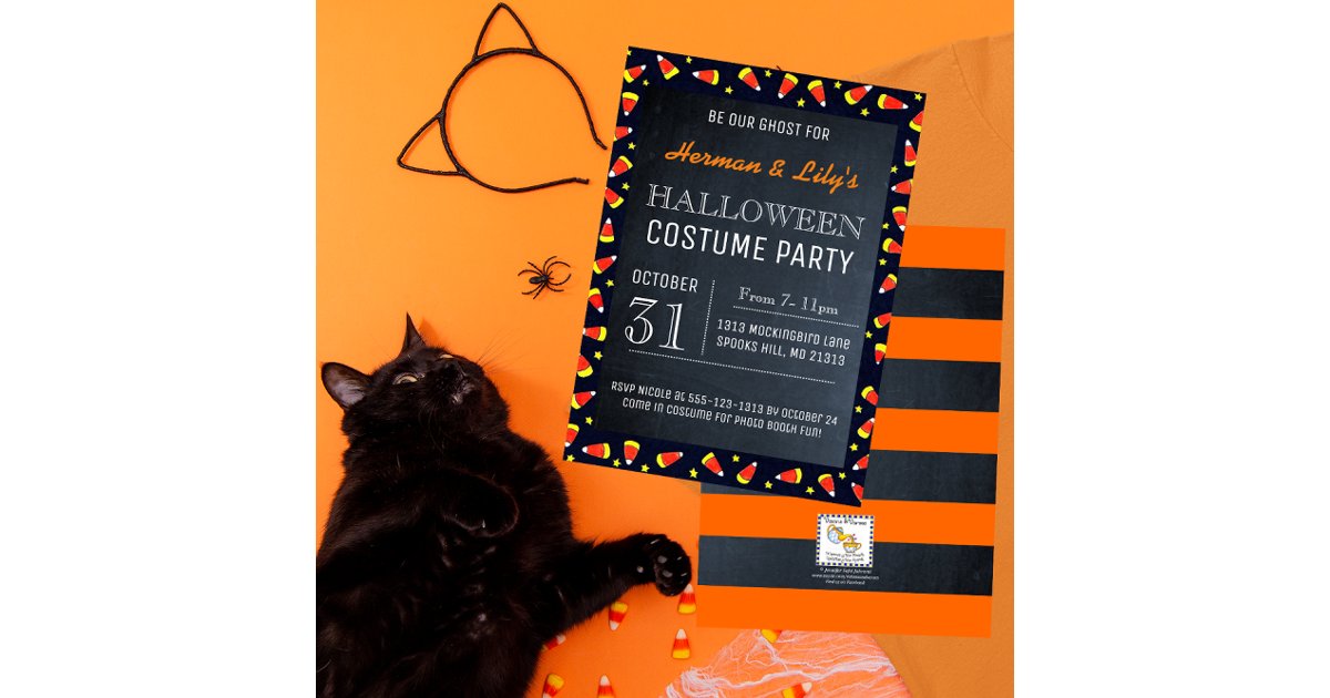 Chalkboard Halloween Party Invitation | Zazzle