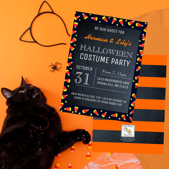Chalkboard Halloween Party Invitation | Zazzle