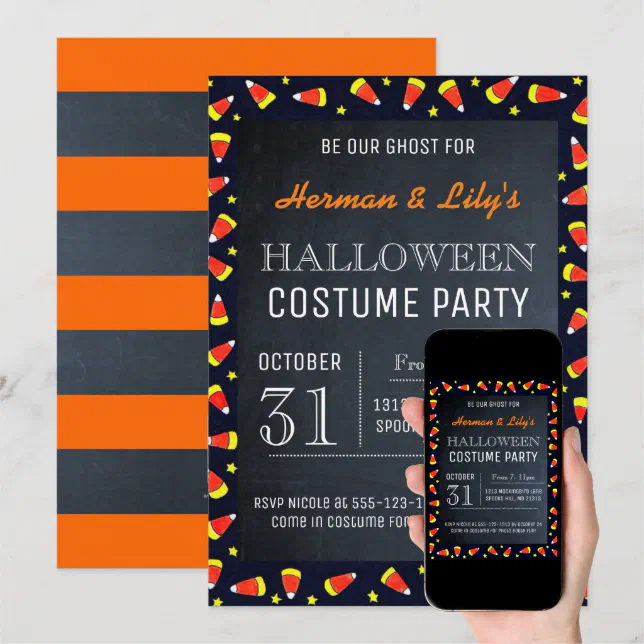 Chalkboard Halloween Party Invitation | Zazzle