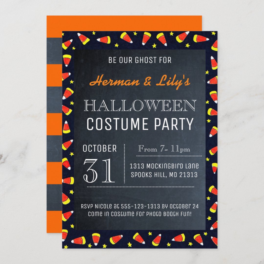Chalkboard Halloween Party Invitation | Zazzle