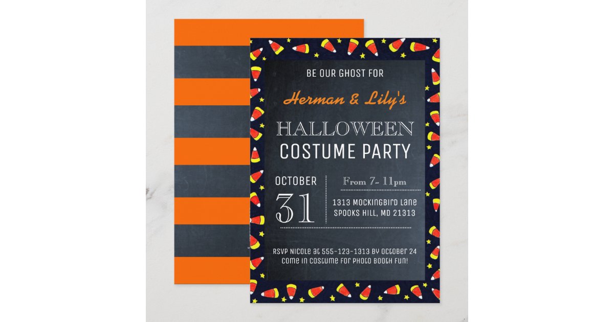 Chalkboard Halloween Party Invitation | Zazzle