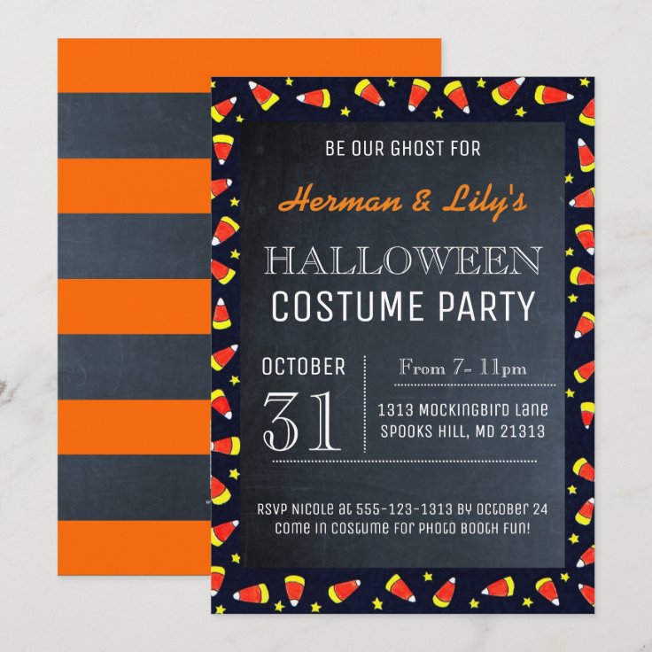 Chalkboard Halloween Party Invitation | Zazzle