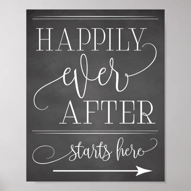 Chalkboard Happily Ever After Starts Here Sign | Zazzle