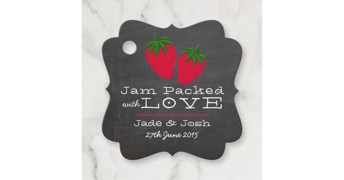 Chalkboard Illustrated Strawberry Jam Favor Tag | Zazzle