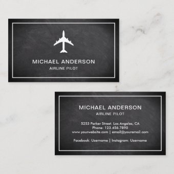 Chalkboard Jet Aircraft Airplane Airline Pilot Business Card | Zazzle