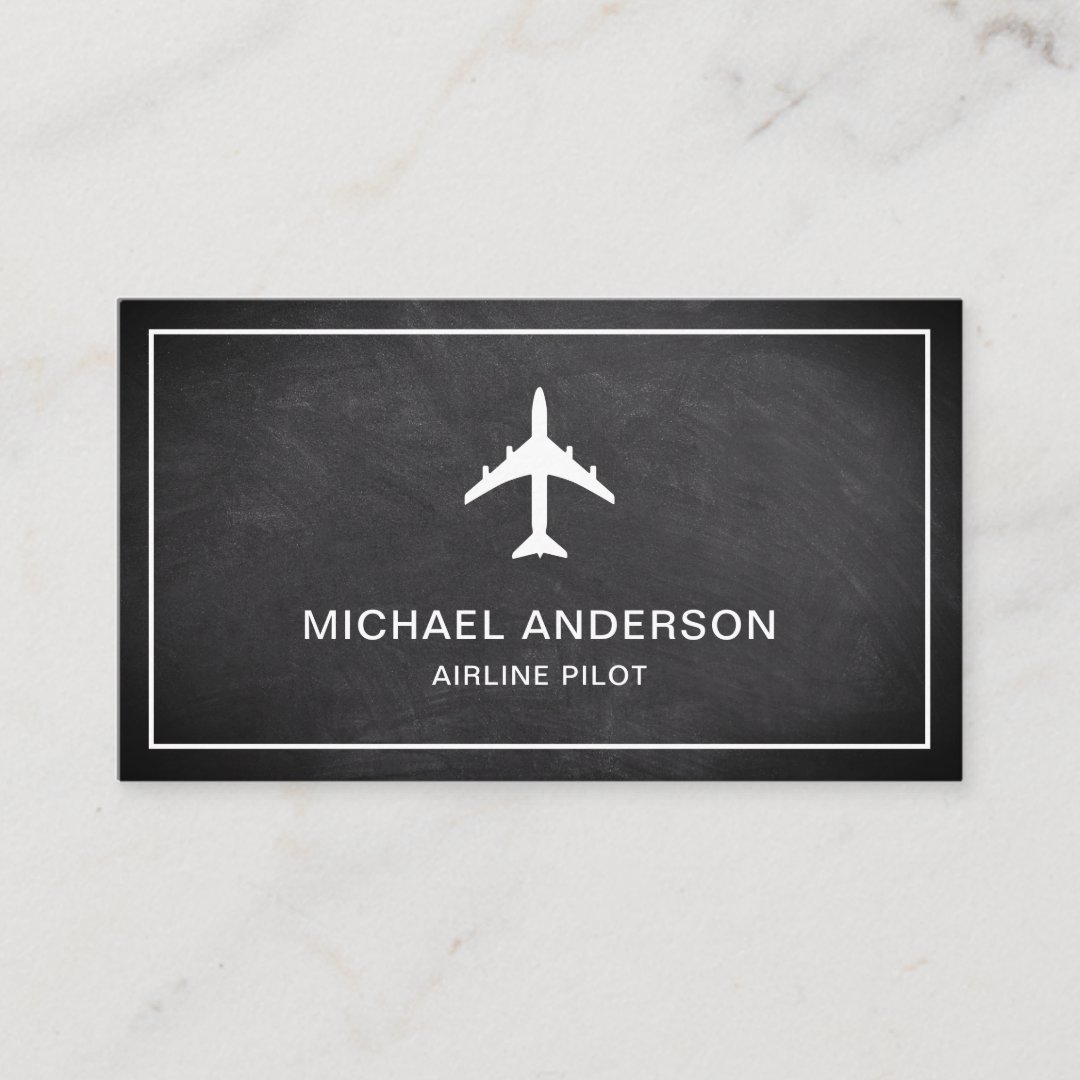 Chalkboard Jet Aircraft Airplane Airline Pilot Business Card | Zazzle