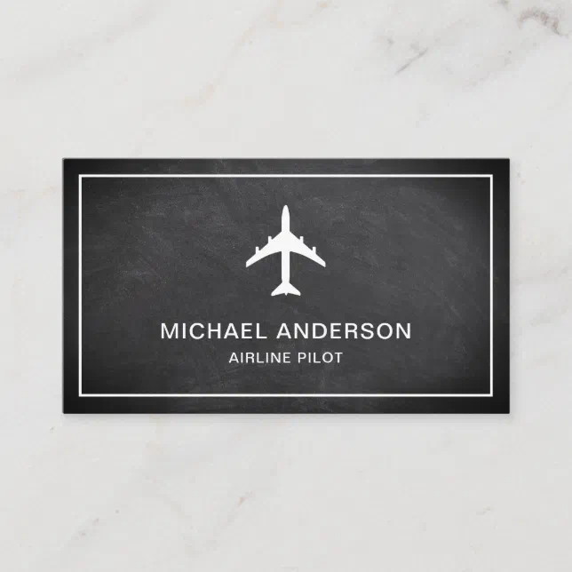 Chalkboard Jet Aircraft Airplane Airline Pilot Business Card | Zazzle