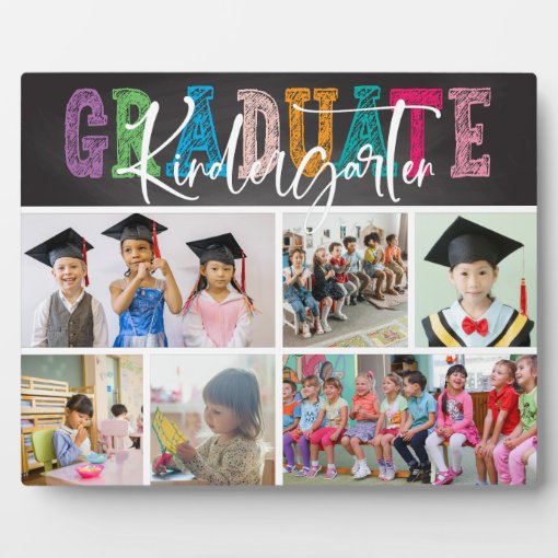 Chalkboard Kindergarten Graduate Photo Collage Plaque | Zazzle