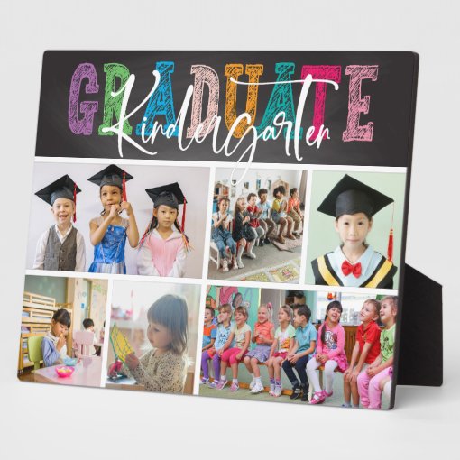 Chalkboard Kindergarten Graduate Photo Collage Plaque | Zazzle