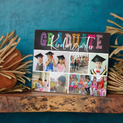 Chalkboard Kindergarten Graduate Photo Collage Plaque | Zazzle