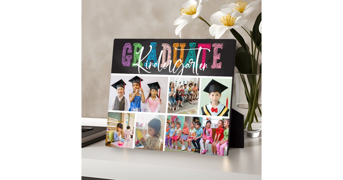 Chalkboard Kindergarten Graduate Photo Collage Plaque | Zazzle