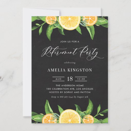 Chalkboard Lemons and Oranges Retirement Party Invitation | Zazzle