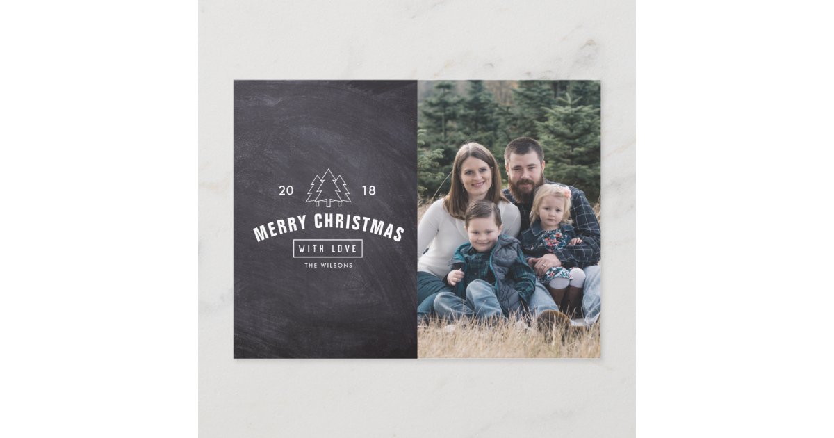 Chalkboard Logo Rustic Family Holiday Photo Card | Zazzle