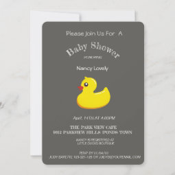 Chalkboard look baby shower - yellow duck invitation | Zazzle