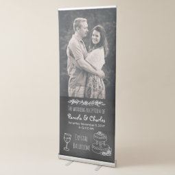Chalkboard Look Wedding Photo Retractable Banner | Zazzle