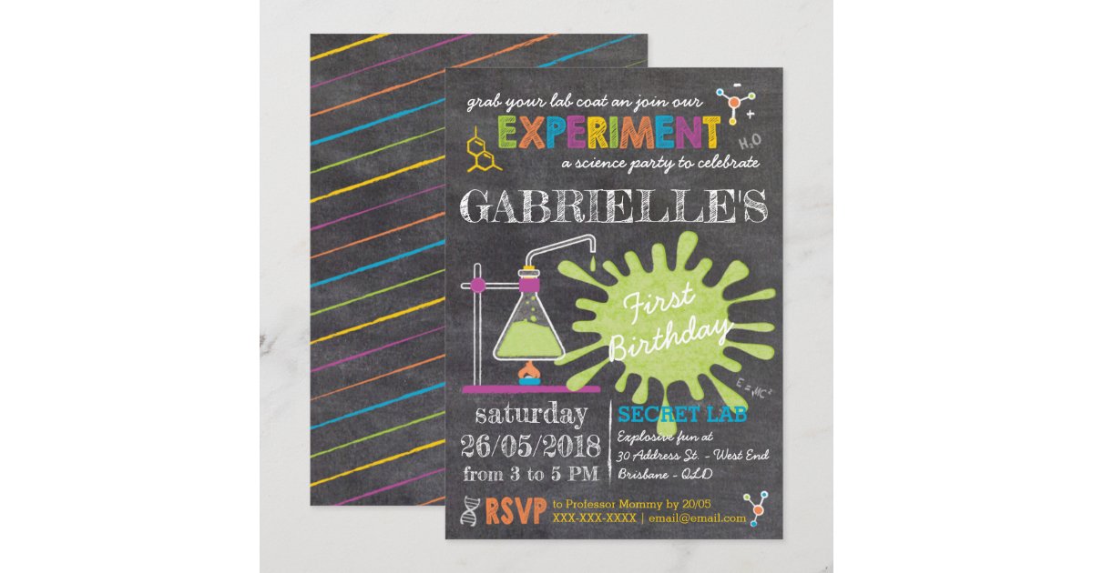 Chalkboard Mad Science Party Birthday Invitation | Zazzle.com