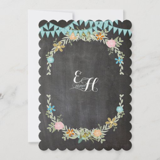 Chalkboard Mint Bunting Pennant Garland Wedding Invitation | Zazzle