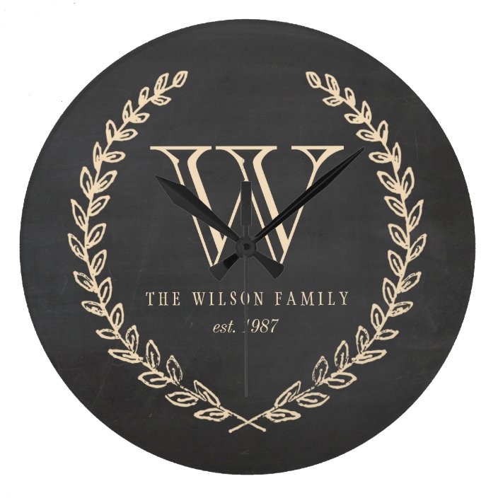 Chalkboard Monogram Large Clock | Zazzle.com