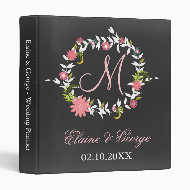 Chalkboard Monogram Wedding Planner Folder | Zazzle