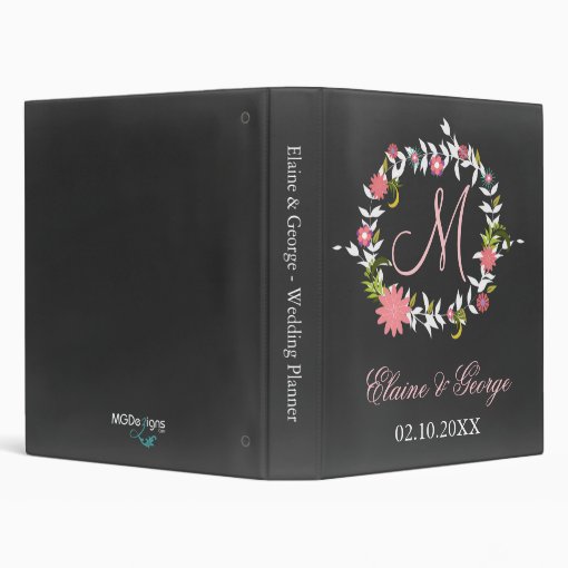 Chalkboard Monogram Wedding Planner Folder | Zazzle