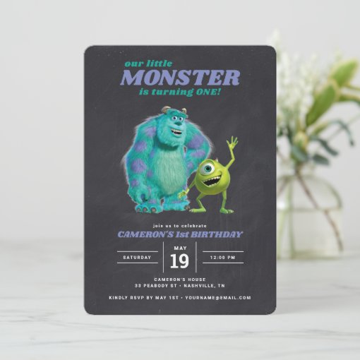 Chalkboard Monsters Inc. 1st Birthday Invitation | Zazzle