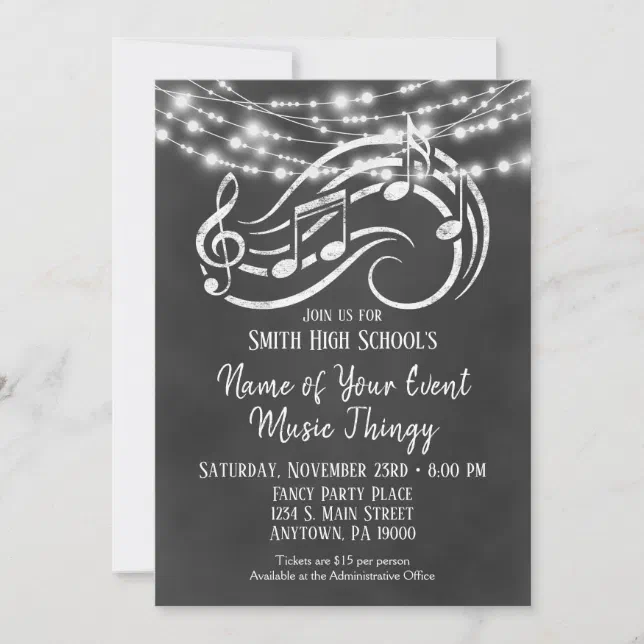 Chalkboard Music Concert Recital Invitation | Zazzle