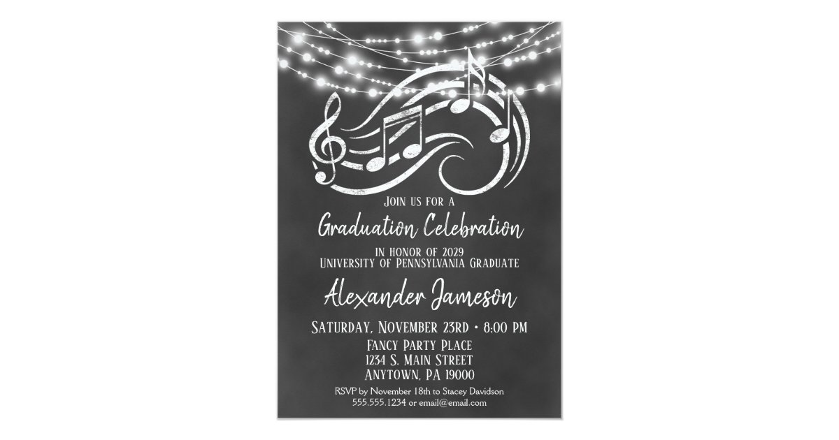 Chalkboard Music Graduation Party Invitation | Zazzle.com