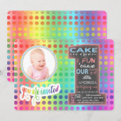 Chalkboard Number One Photo GIRL 1st Birthday Invitation | Zazzle