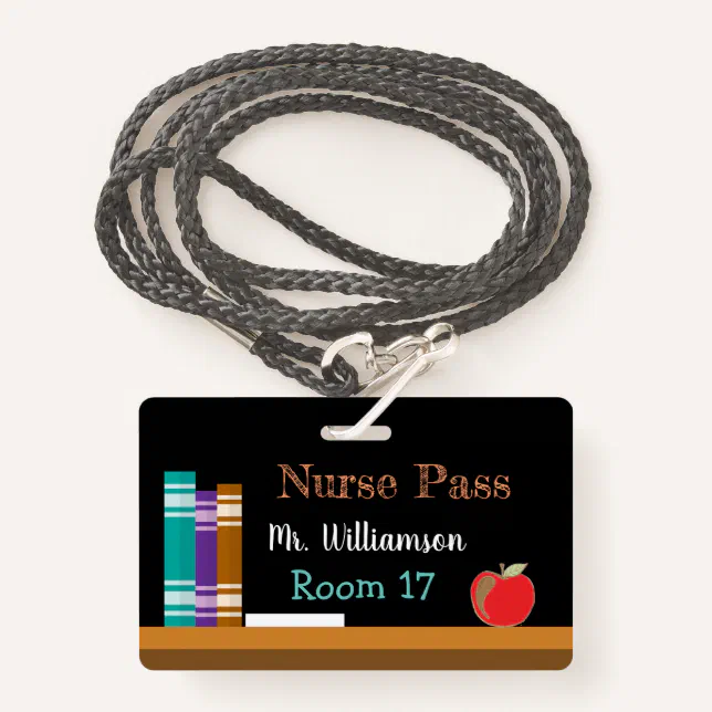 Chalkboard nurse plastic badge hall pass | Zazzle