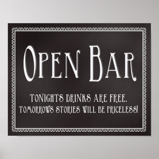 Chalkboard Open Bar Wedding Reception Sign | Zazzle.com