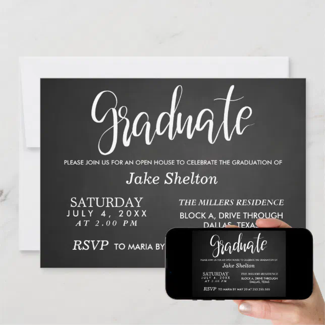 Chalkboard Open House Graduation | Handwritten Invitation | Zazzle