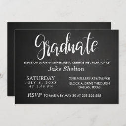 Chalkboard Open House Graduation | Handwritten Invitation | Zazzle