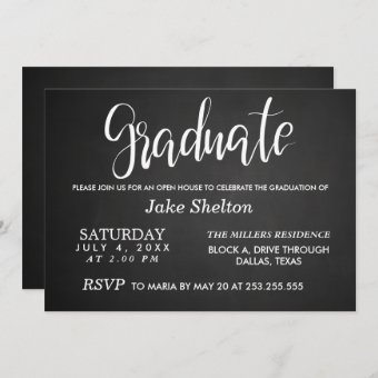 Chalkboard Open House Graduation | Handwritten Invitation | Zazzle