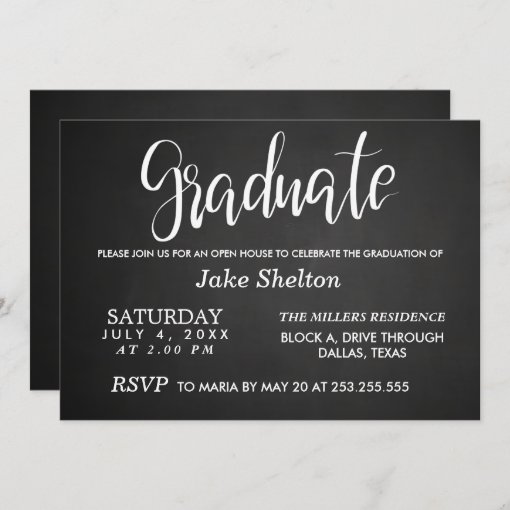 Chalkboard Open House Graduation | Handwritten Invitation | Zazzle