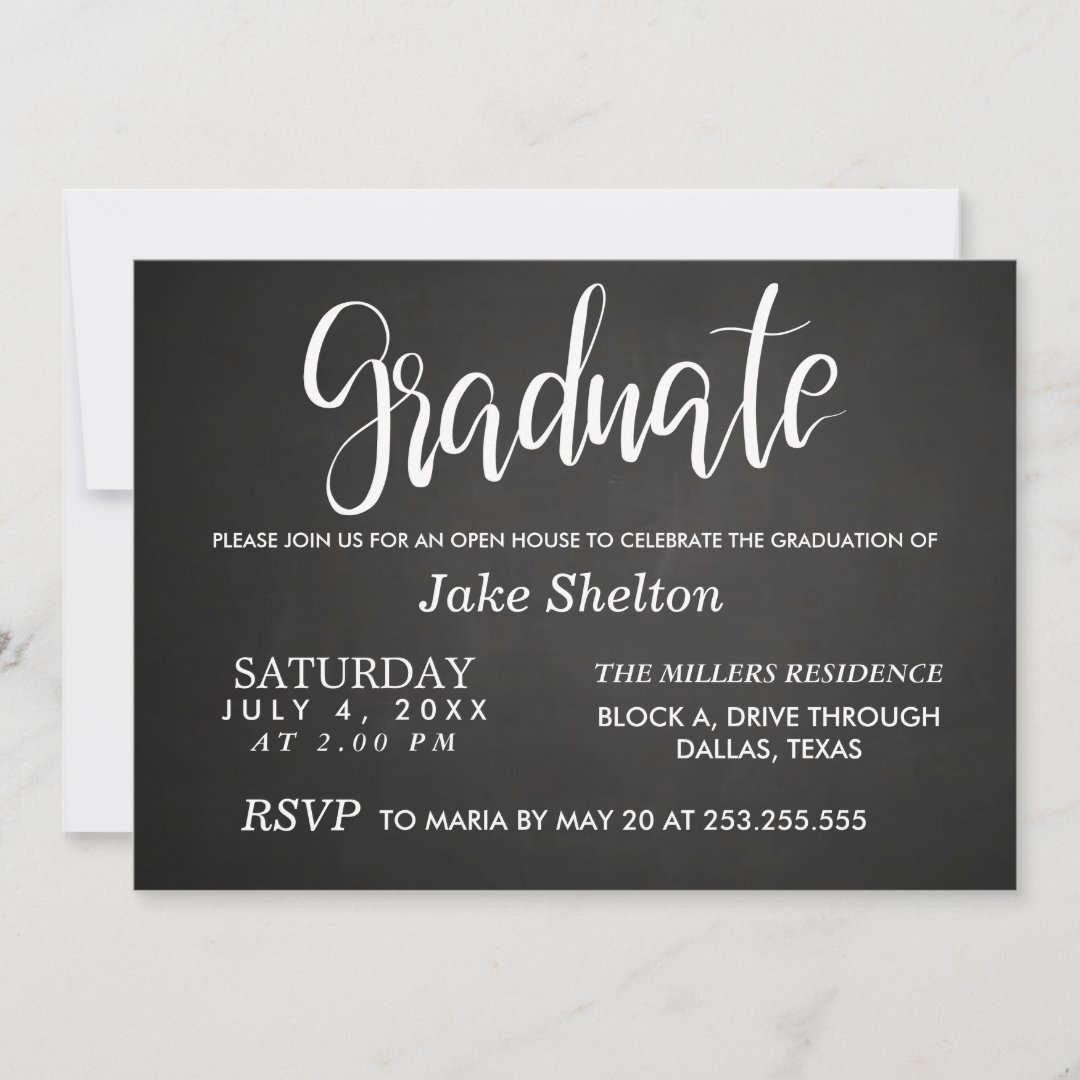 Chalkboard Open House Graduation | Handwritten Invitation | Zazzle