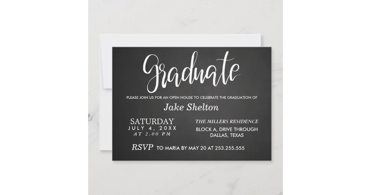 Chalkboard Open House Graduation | Handwritten Invitation | Zazzle