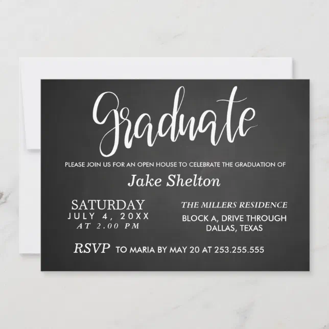 Chalkboard Open House Graduation | Handwritten Invitation | Zazzle