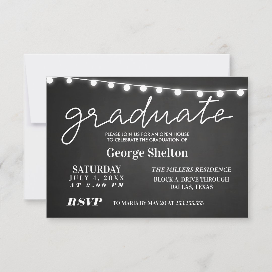 Chalkboard Open House Graduation Party Invitation | Zazzle