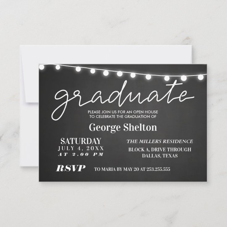Chalkboard Open House Graduation Party Invitation | Zazzle