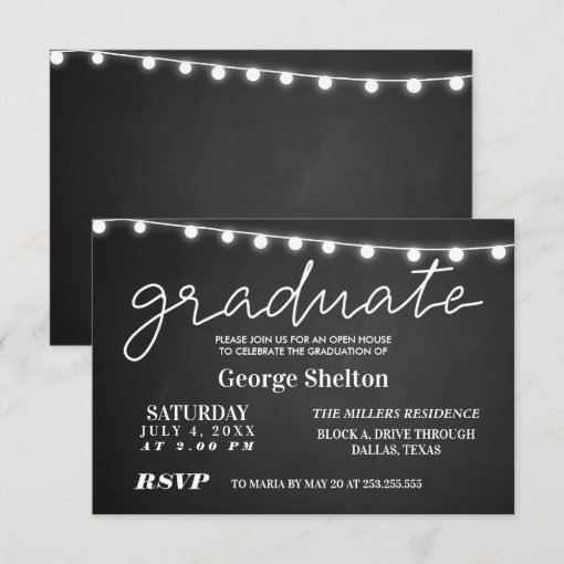 Chalkboard Open House Graduation Party Invitation | Zazzle