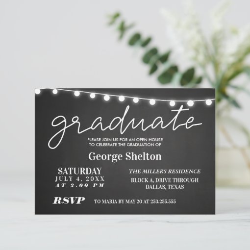Chalkboard Open House Graduation Party Invitation | Zazzle