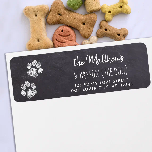 Chalkboard Paw Print Puppy Return Address Label | Zazzle