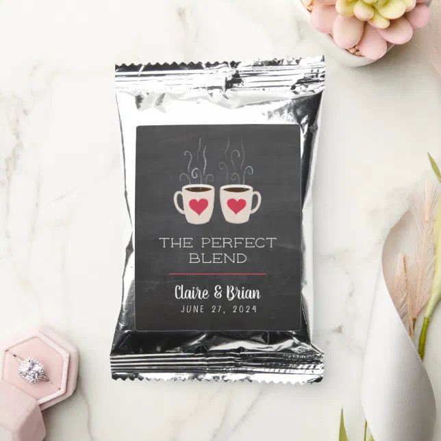 Chalkboard Perfect Blend Couple Heart Mugs Favor Coffee Drink Mix | Zazzle