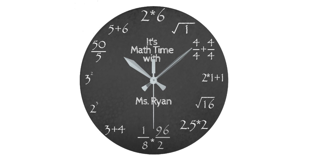 Chalkboard Personalized Math Time Large Clock | Zazzle.com
