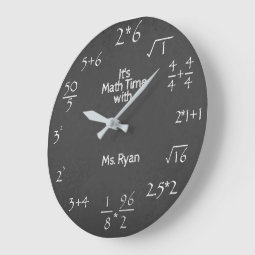 Chalkboard Personalized Math Time Large Clock | Zazzle
