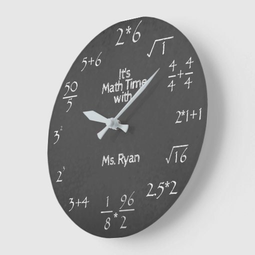 Chalkboard Personalized Math Time Large Clock | Zazzle